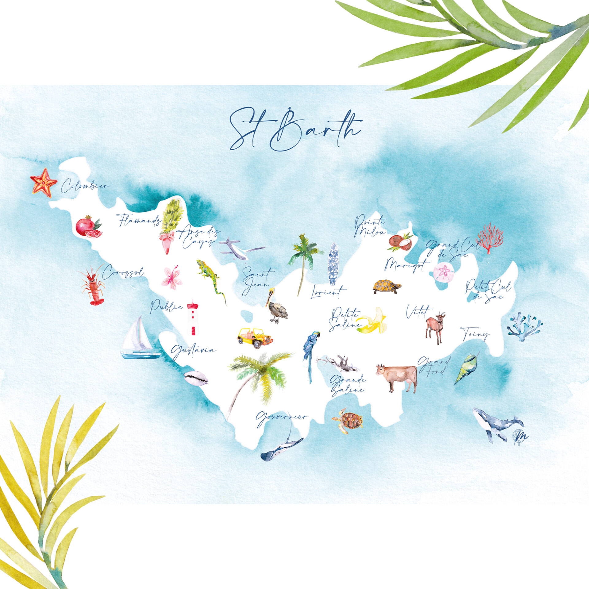 Carte des Quartiers de Saint-Barthélemy - MOON ST BARTH