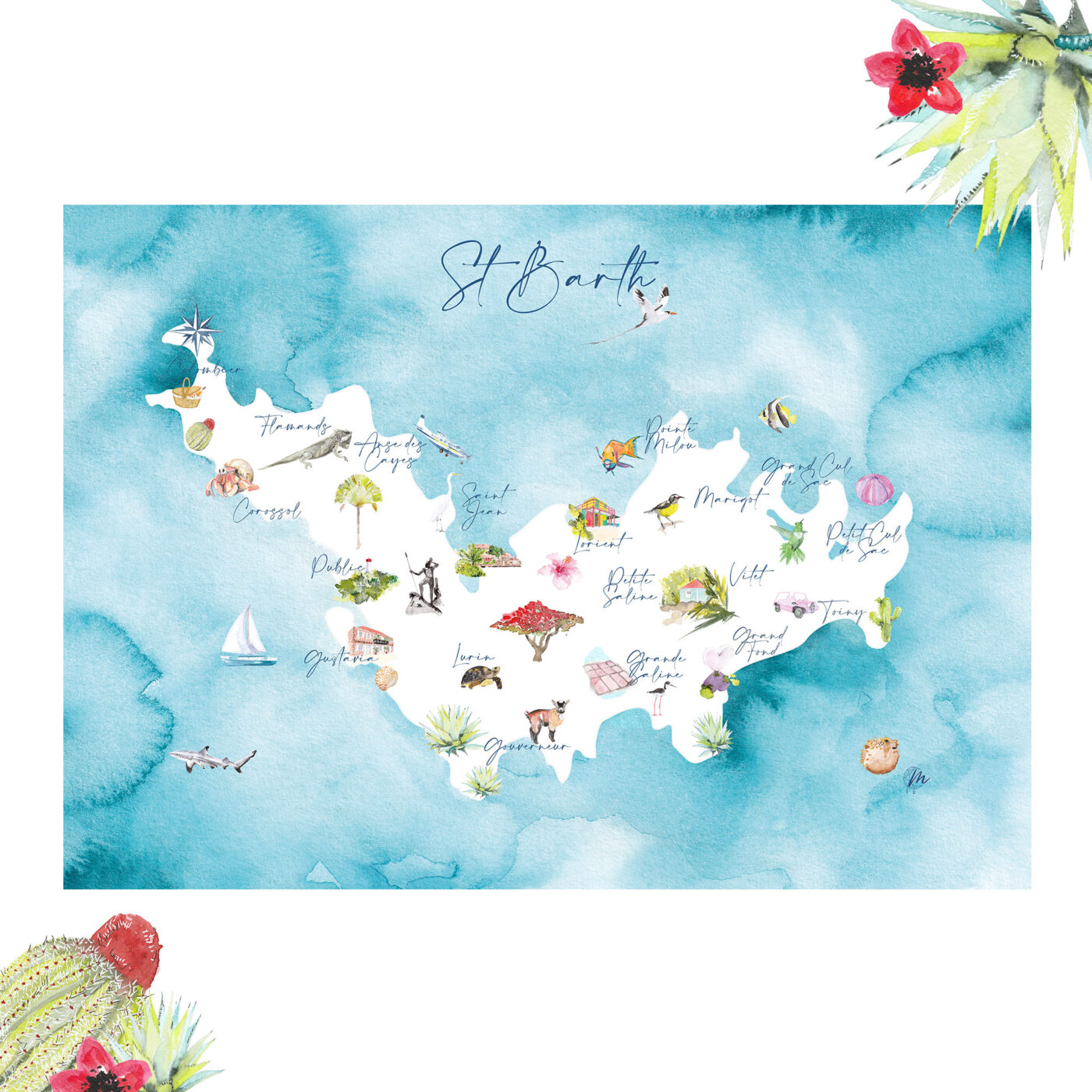 Saint Barth District Map 2022 Edition - MOON ST BARTH - Moon St Barth